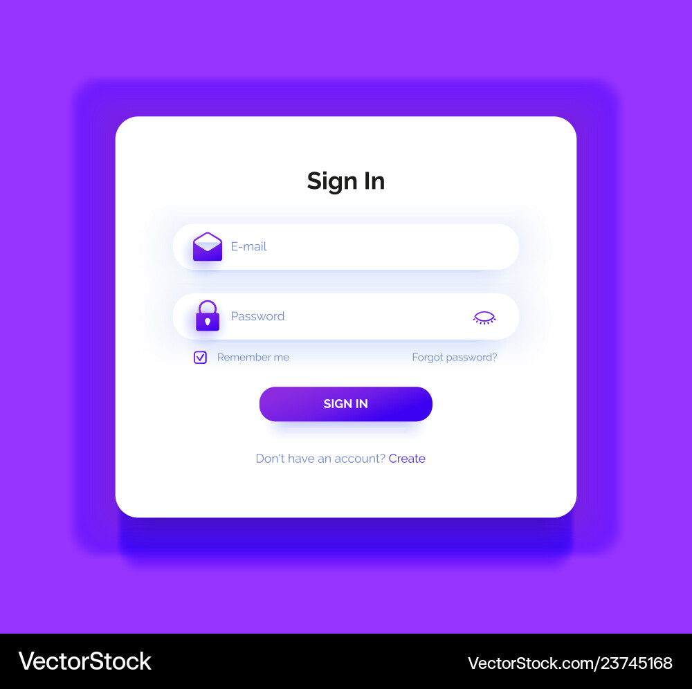 Login page purple gradient sign in form Royalty Free Vector
