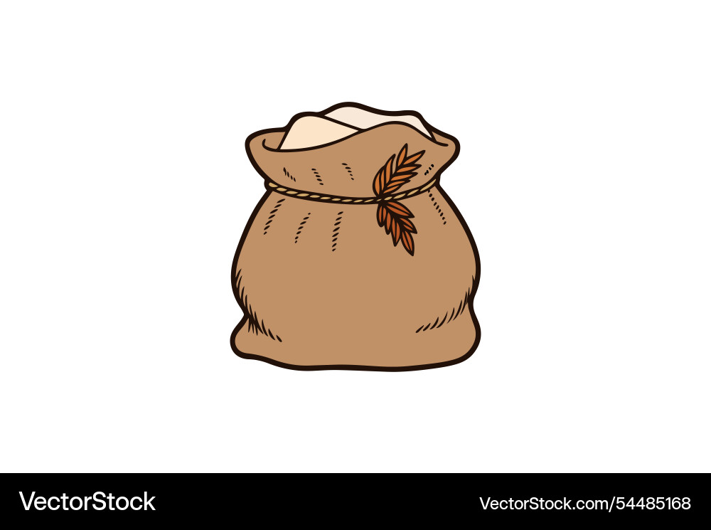 Rice sack icon brown hand drawn Royalty Free Vector Image
