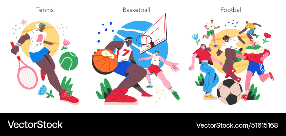 Summer sports activities flat Royalty Free Vector Image