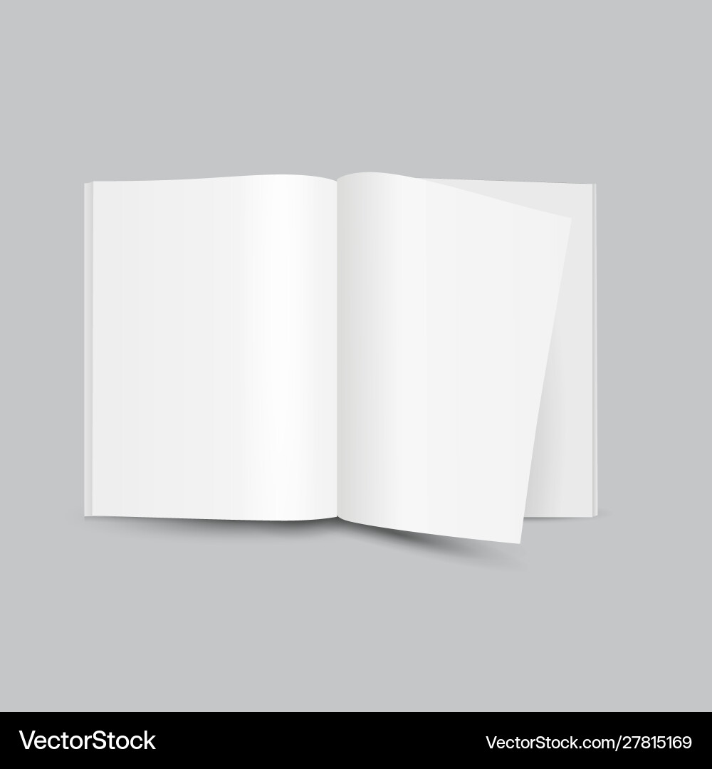 Blank white open magazine front view on grey Vector Image