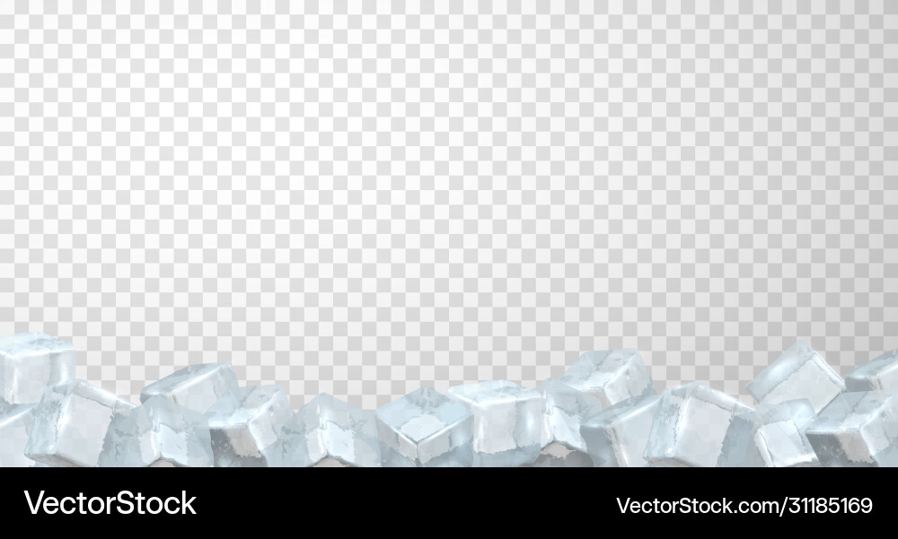 Border ice cubes on transparent background Vector Image