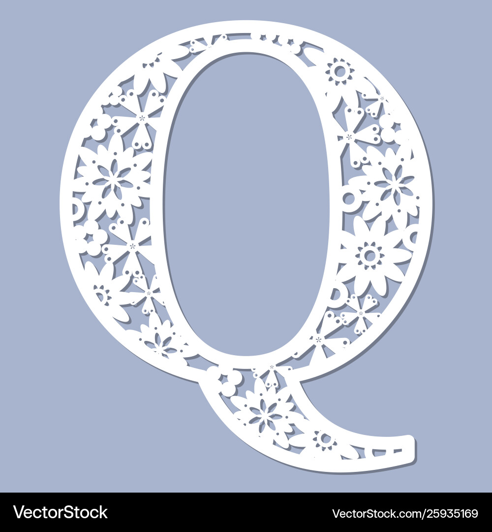 Laser Cut Letter Q Pattern Royalty Free Vector Image