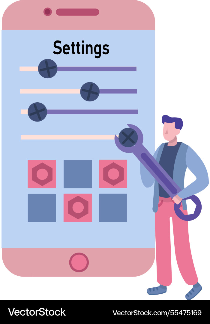 Mobile settings icon phone app setup Royalty Free Vector