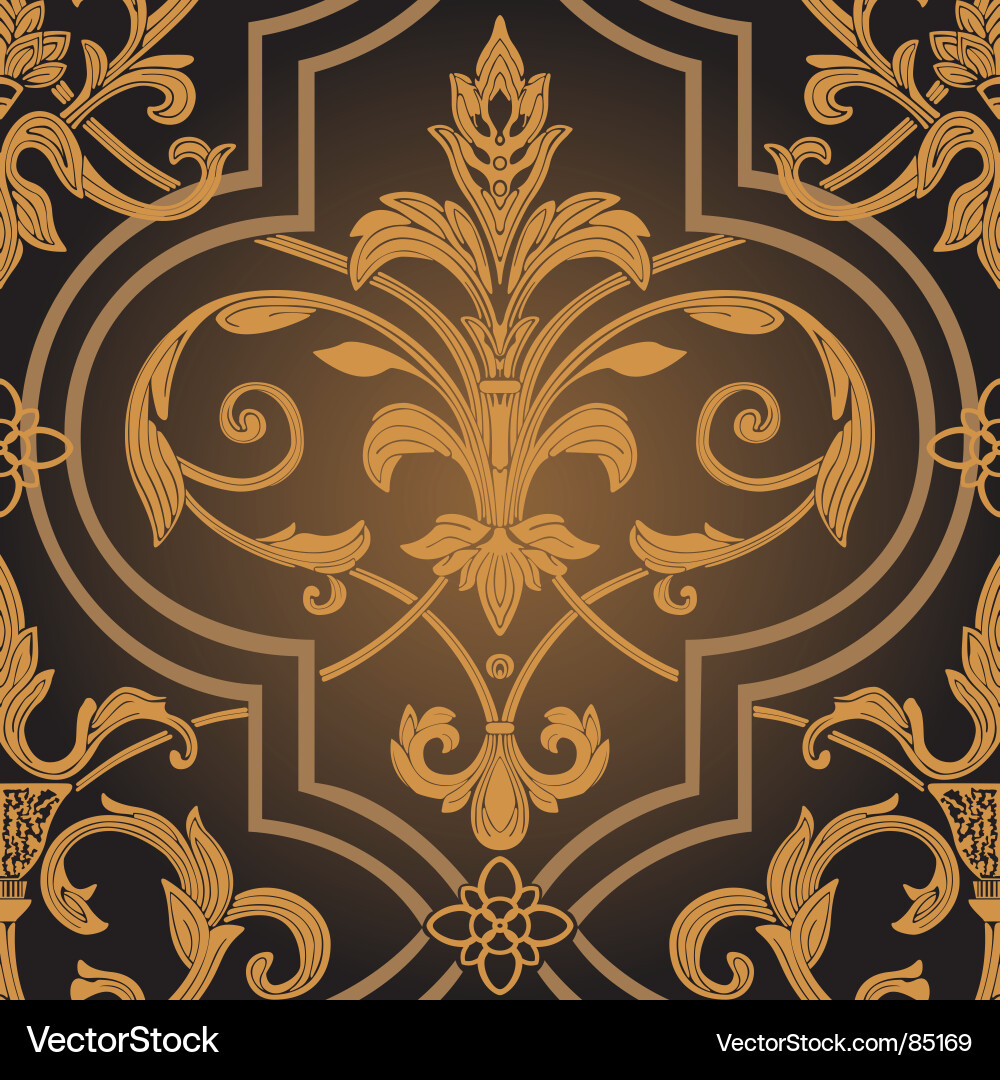 Ornate Baroque Wallpaper Pattern Royalty Free Vector Image