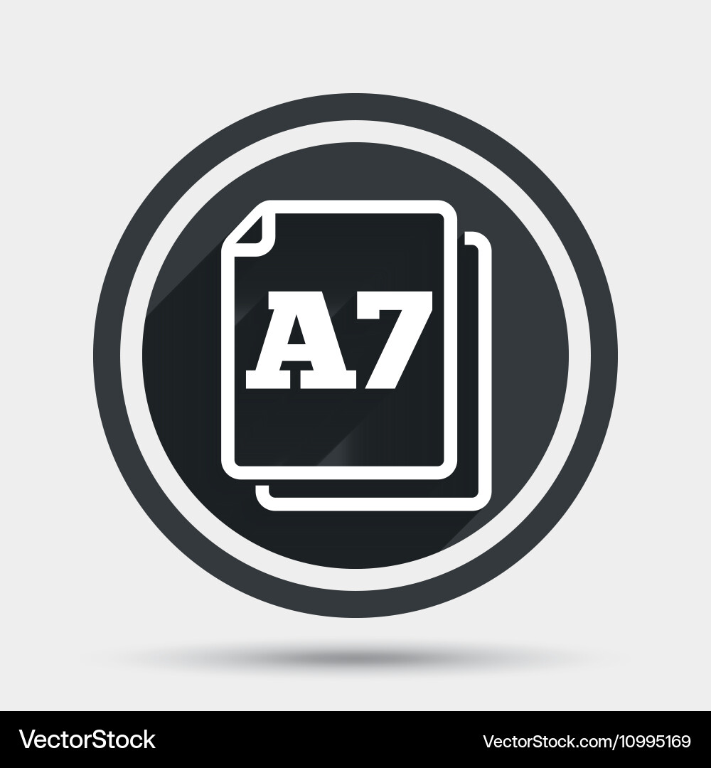 Paper size a7 standard icon document symbol Vector Image