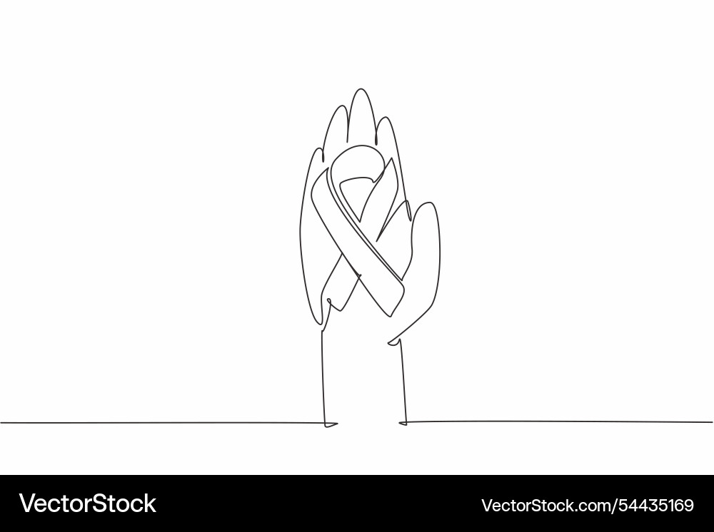 Single one line drawing one open palm has a Vector Image