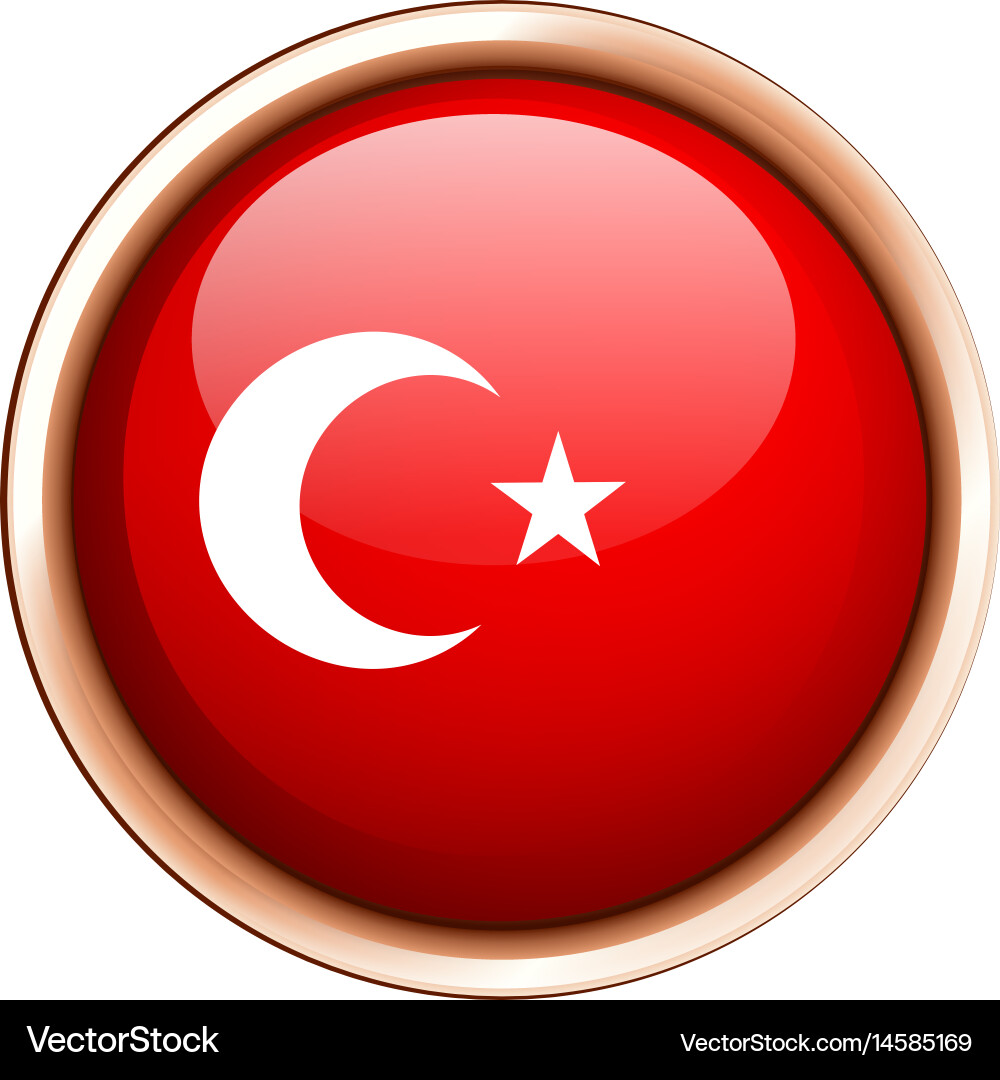 Turkey flag on round badge Royalty Free Vector Image
