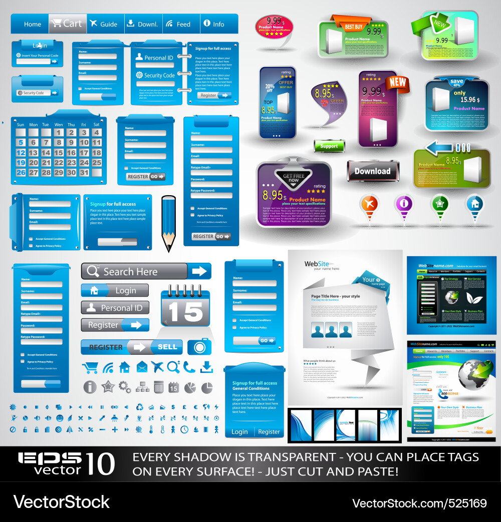 Web collection Royalty Free Vector Image - VectorStock