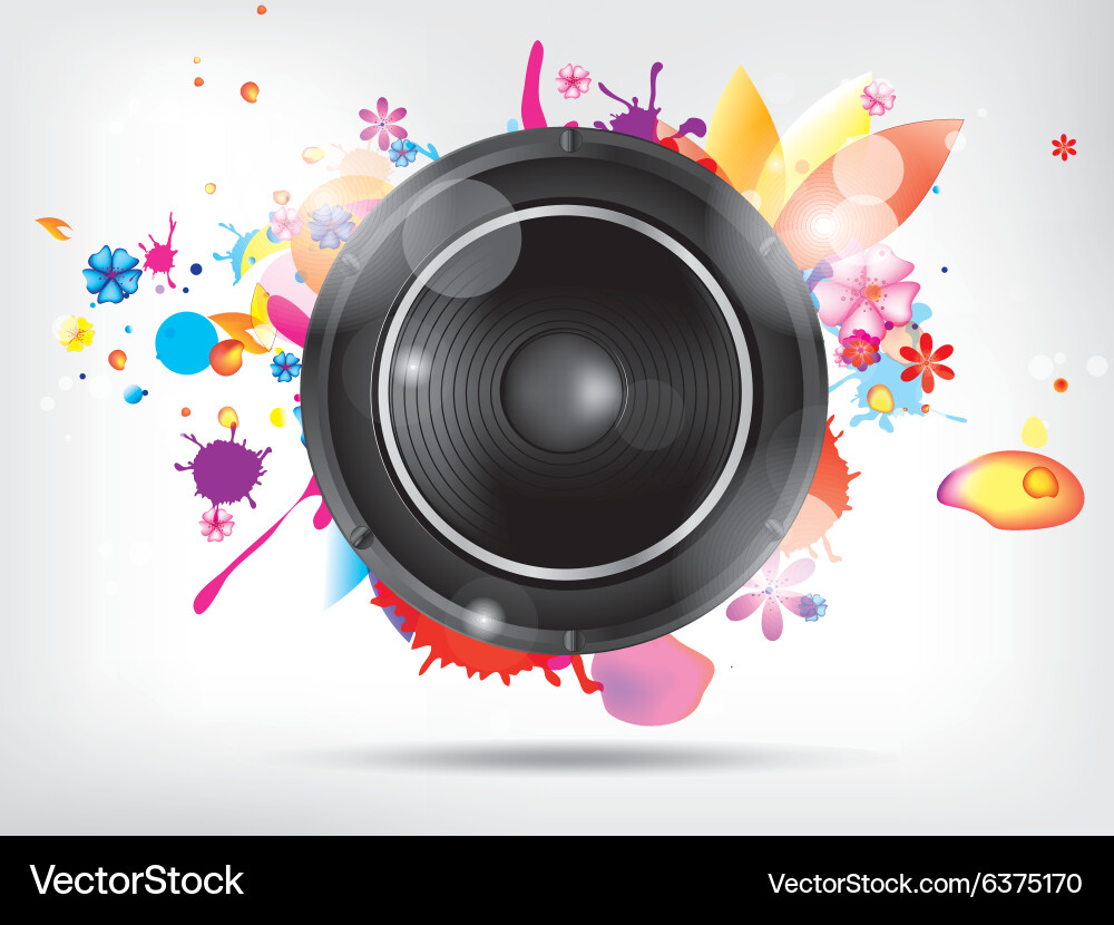 Abstract background with subwoofer and floral Vector Image