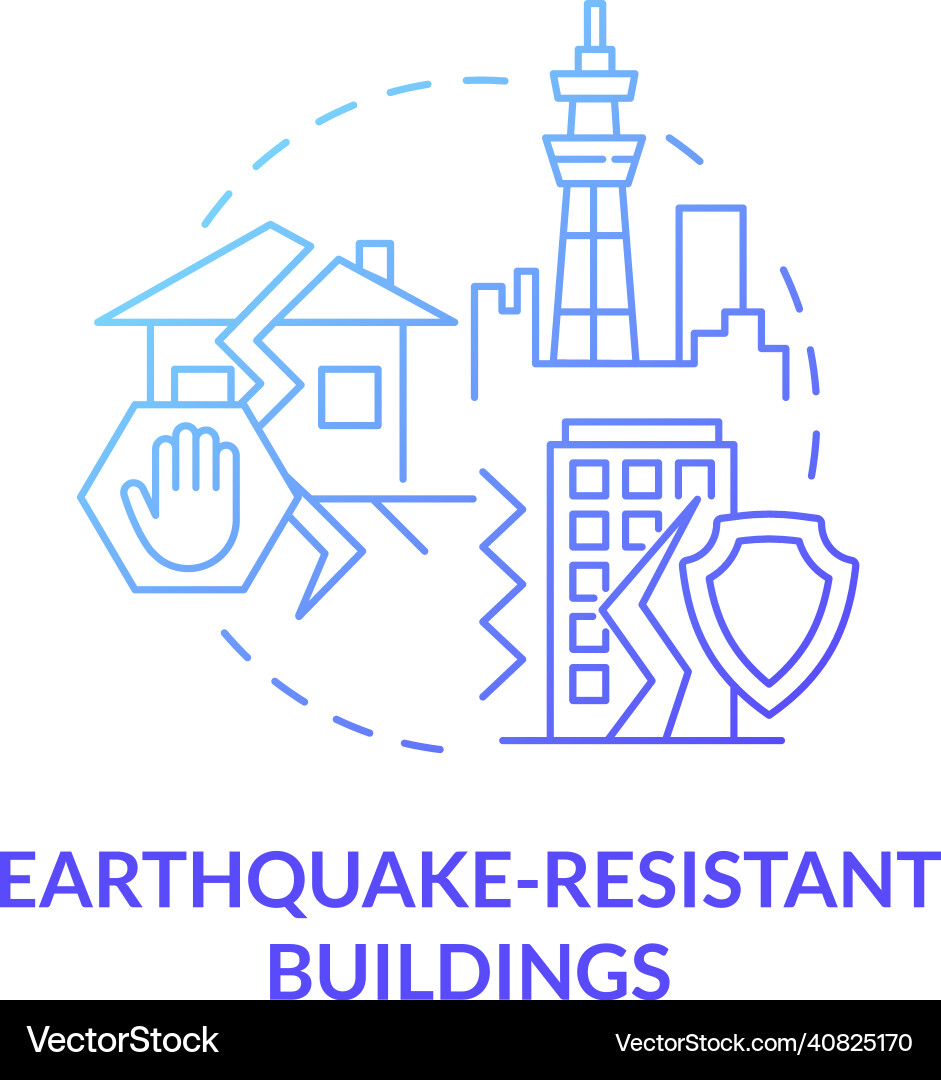 Earthquake resistant buildings blue gradient Vector Image