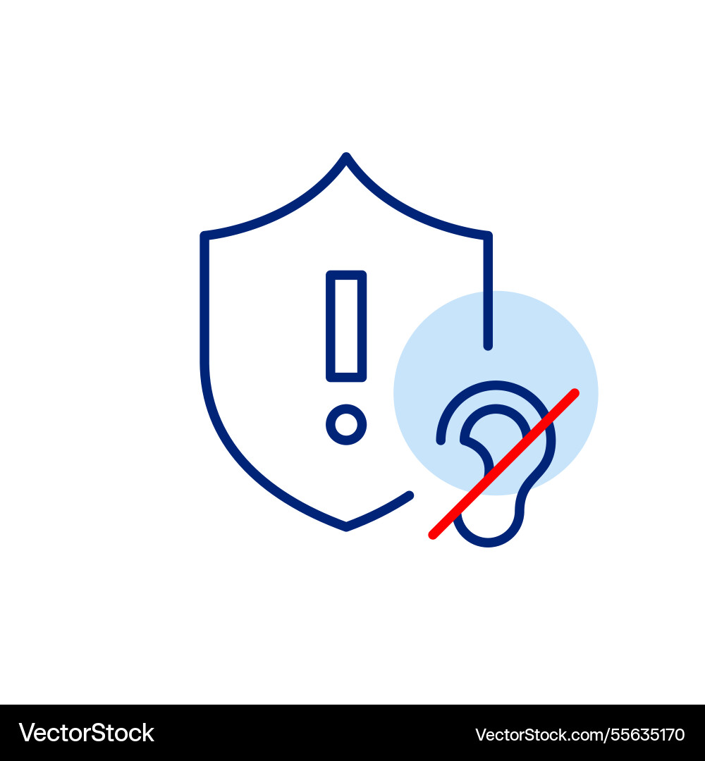 Insurance shield exclamation mark and ear crossed Vector Image