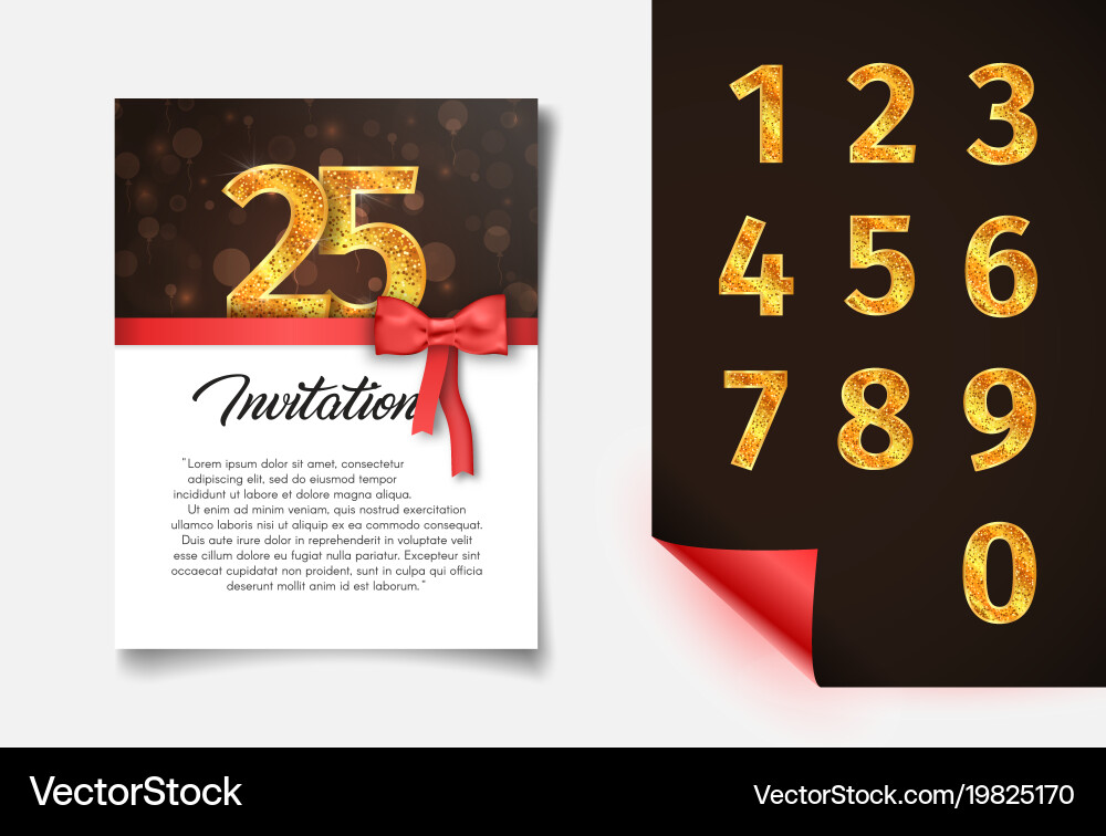Invitation card template with numbers collection Vector Image