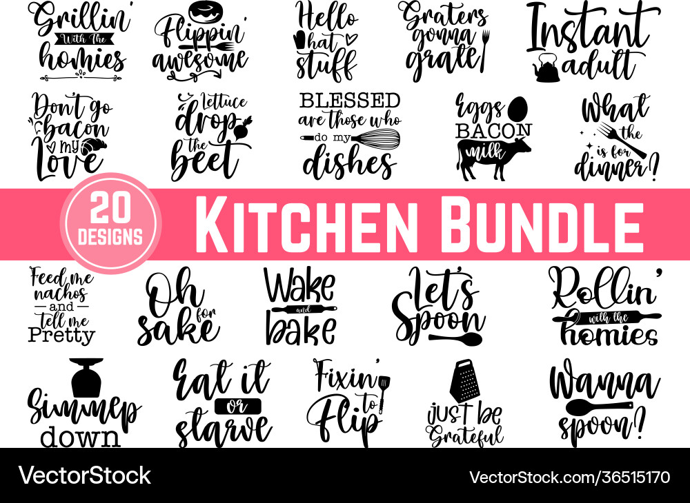 Kitchen unique typography design decoration Vector Image