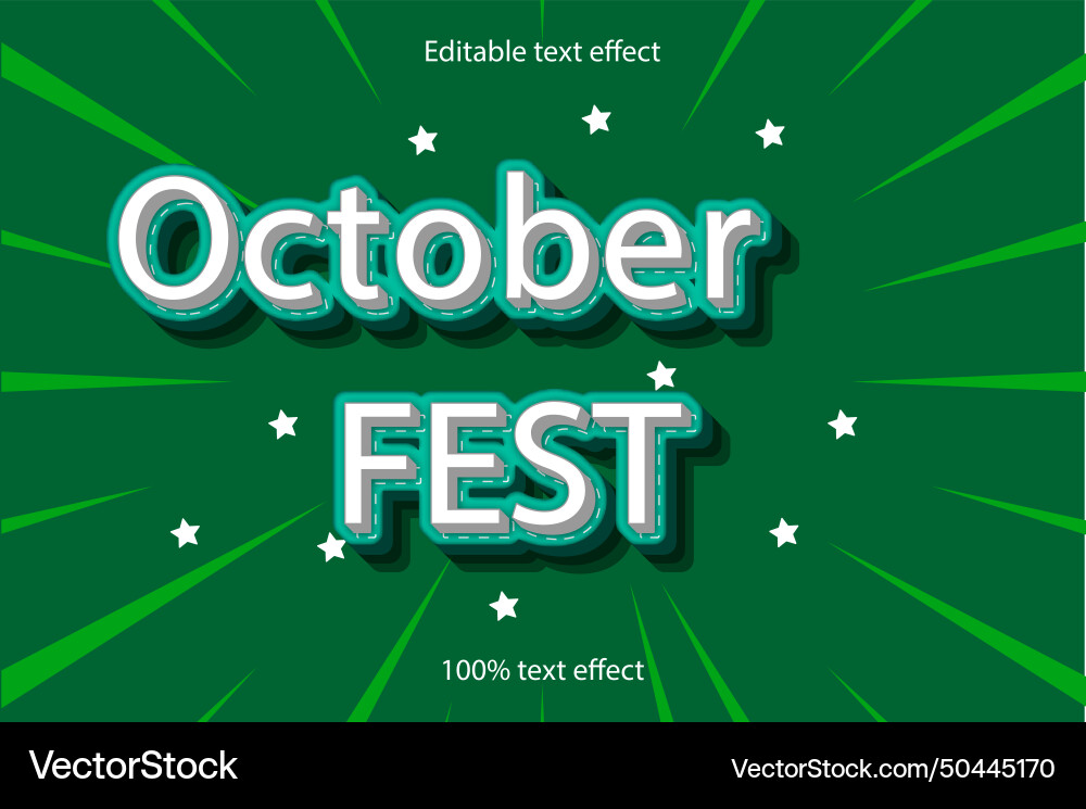 October fest editable text effect cartoon style Vector Image