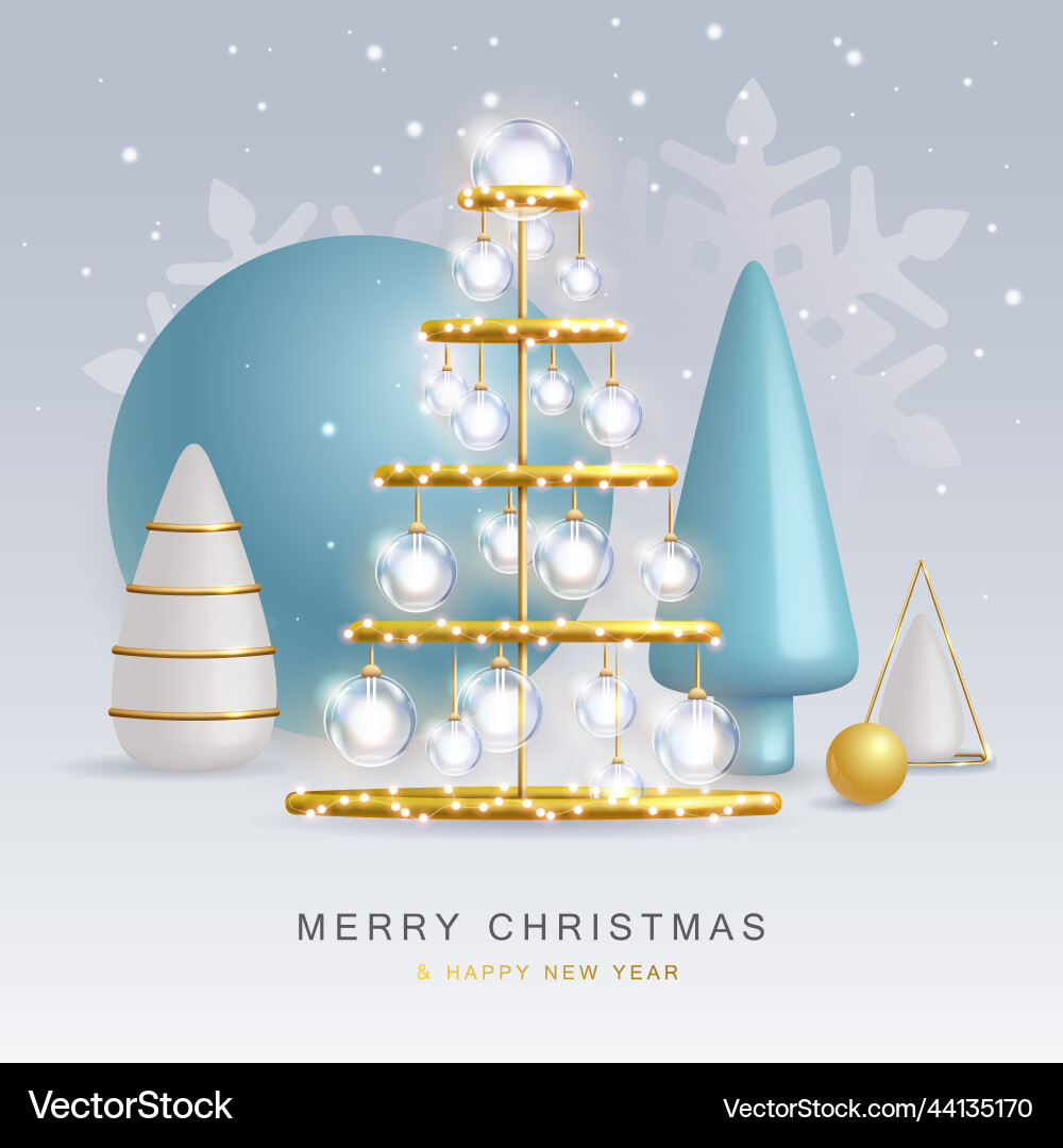 Realistic 3D Christmas Trees Background Royalty Free Vector