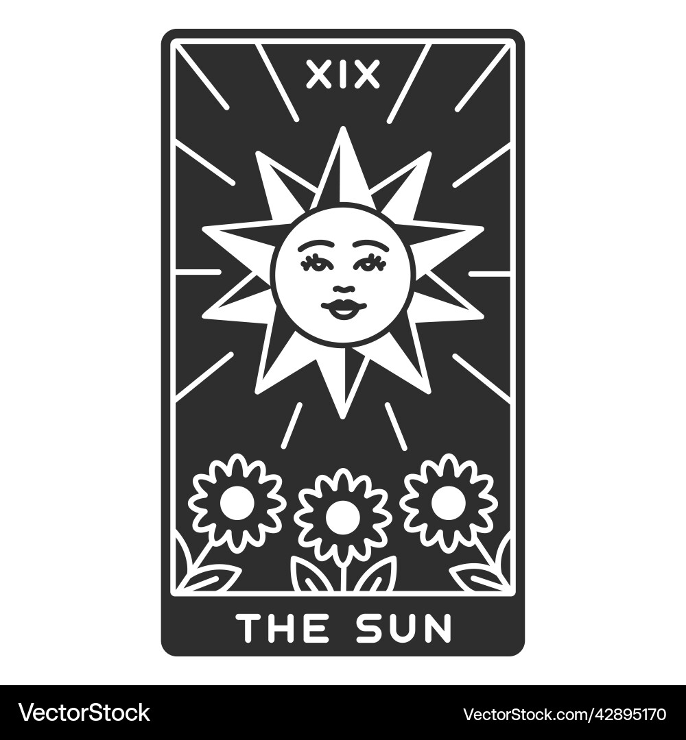 Tarot Sun Cutout - Radiant Gold Royalty Free Vector Image