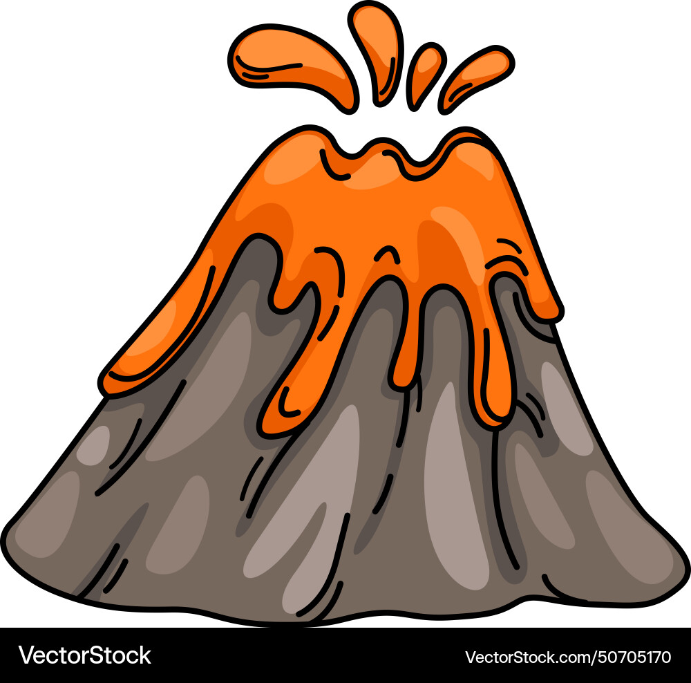 Volcano outline white on background Royalty Free Vector