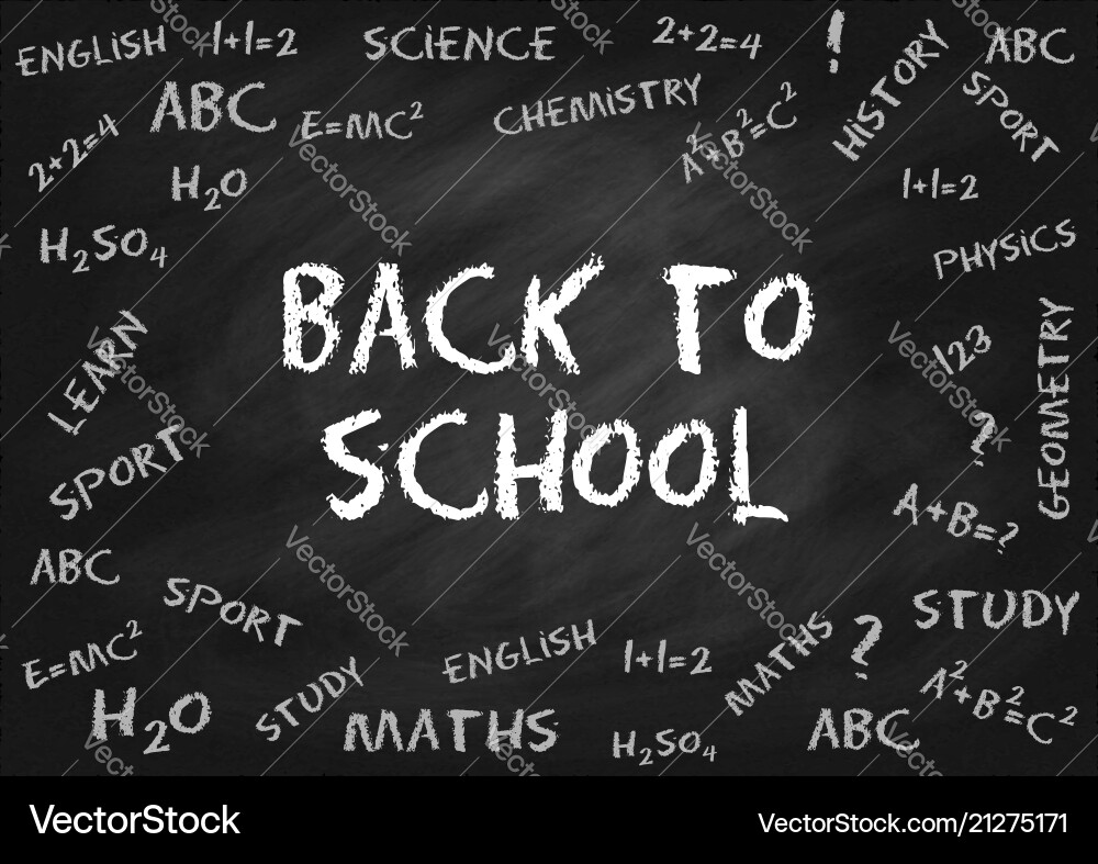 Back to school chalk lettering on board Royalty Free Vector