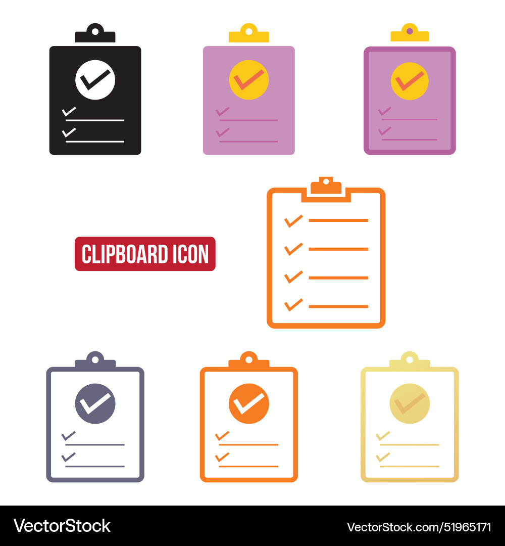 Clipboard icon set flat Royalty Free Vector Image