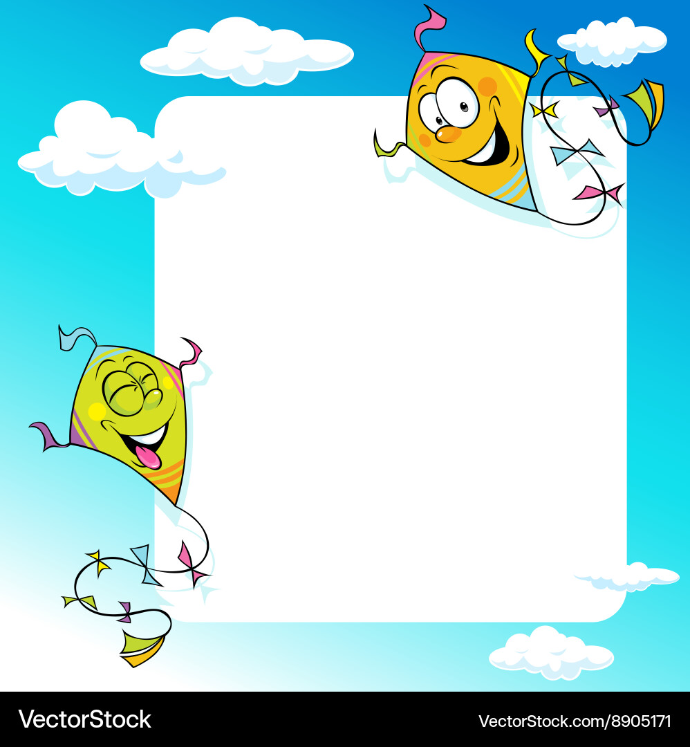 Design with two flying kite - frame Royalty Free Vector
