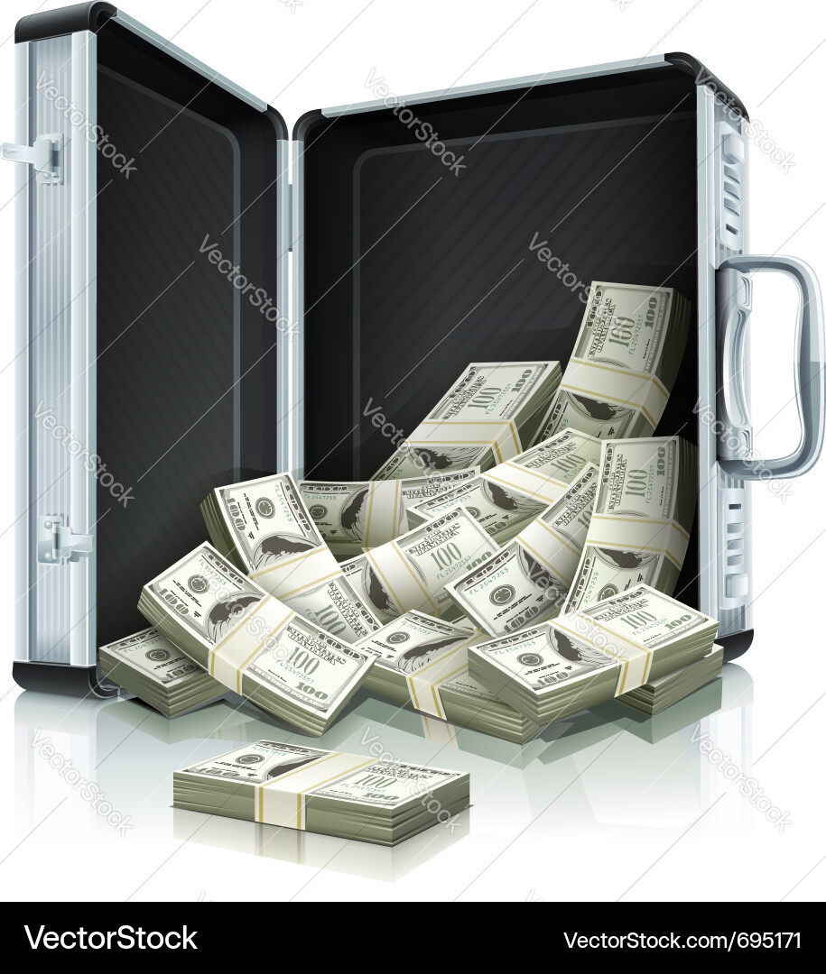 Money Case with Dollars Royalty Free Vector Image