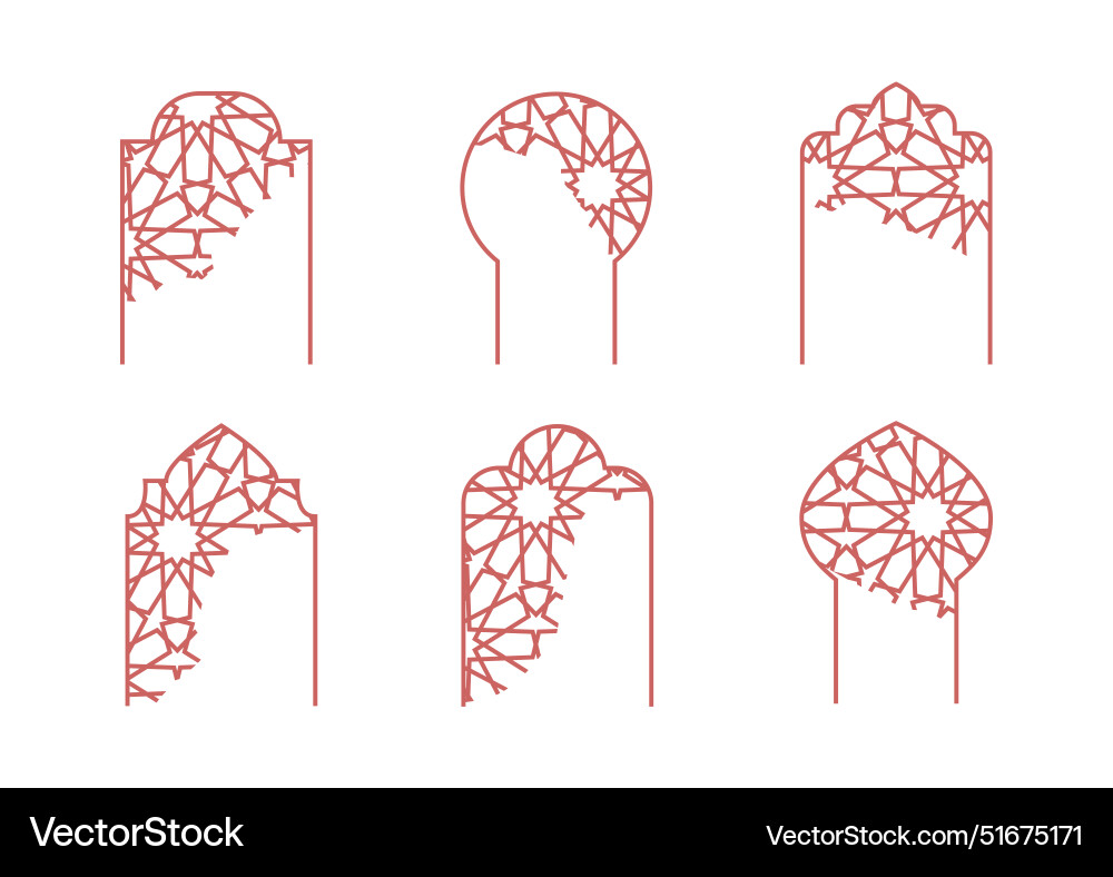 Muslim mosque window arch gate decorative Vector Image