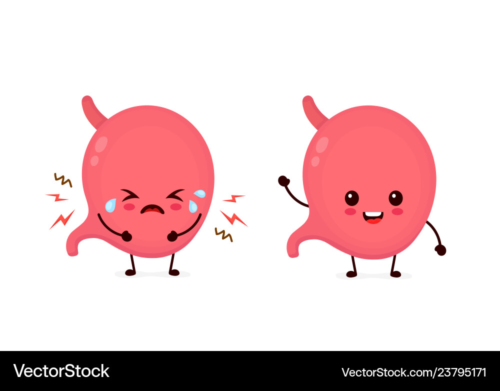 Sad Stomach Character - Cry & Health Vector Image