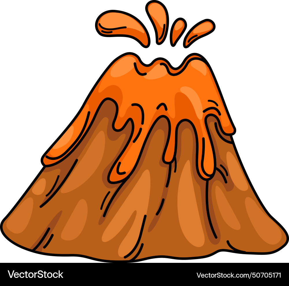 Volcano outline white on background Royalty Free Vector