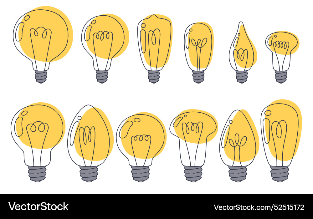 A set of different types light bulbs lighting Vector Image