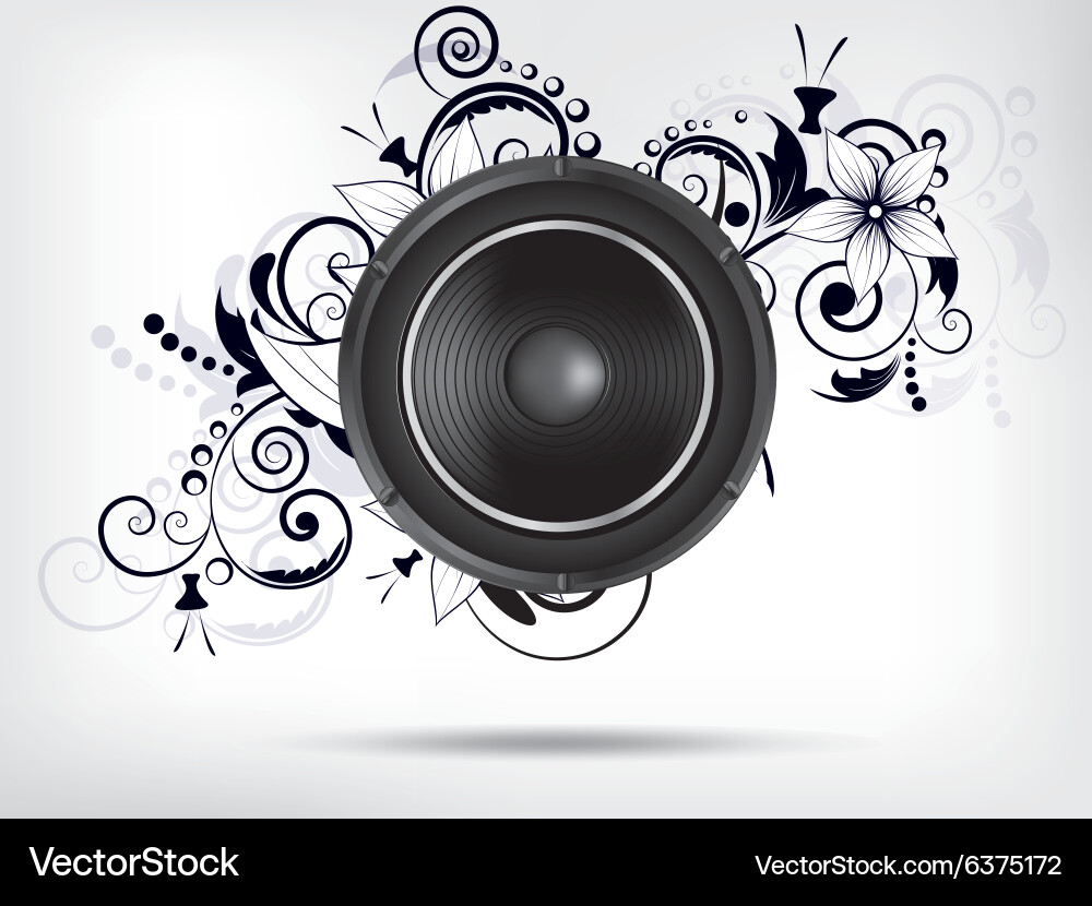 Abstract background with subwoofer and floral Vector Image