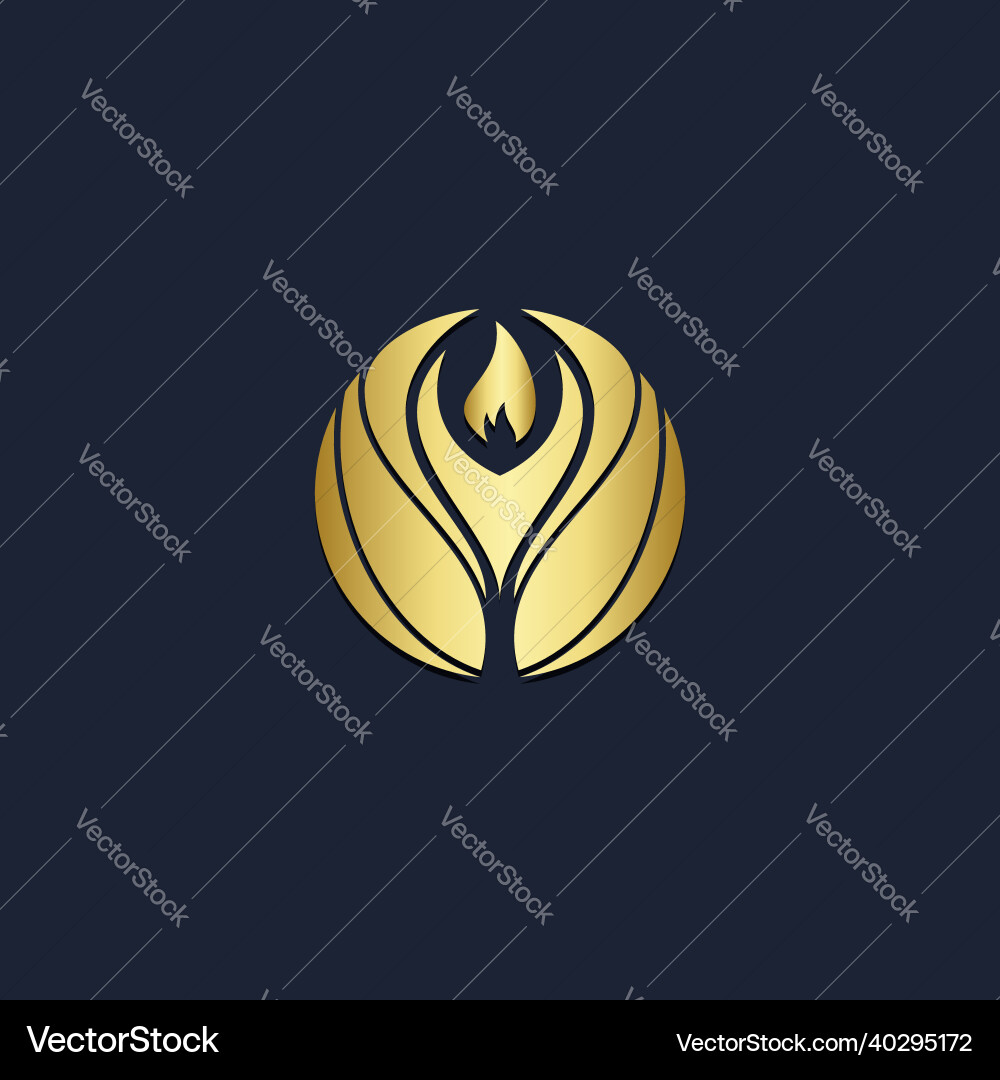 Abstract round leaf organic gold logo Royalty Free Vector