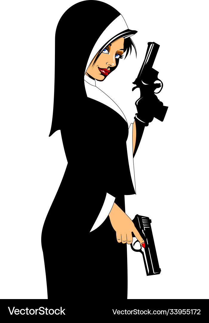 Armed Nun with Pistols Royalty Free Vector Image