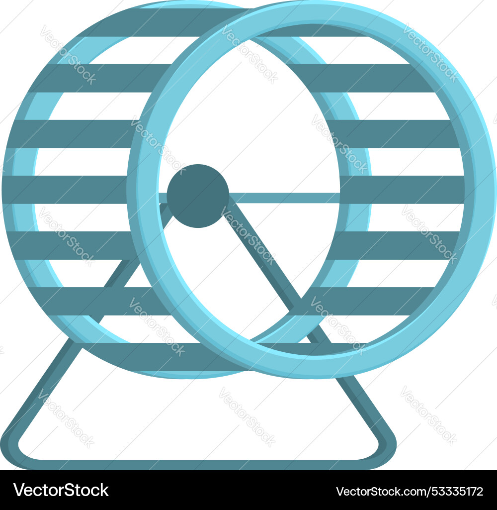 Blue hamster wheel standing on metal frame Vector Image