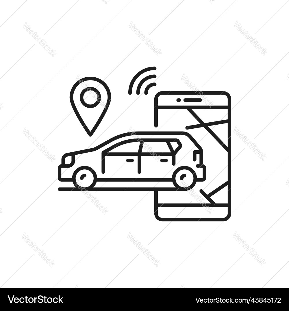 Car with location mark search by smartphone icon Vector Image