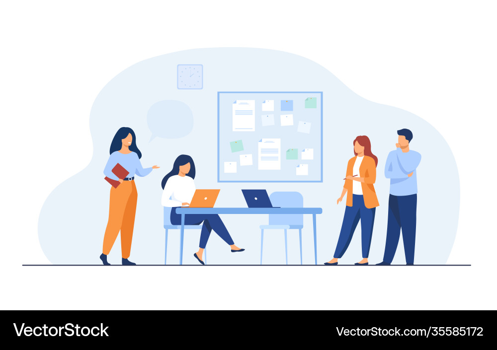 Colleagues working together on project Royalty Free Vector