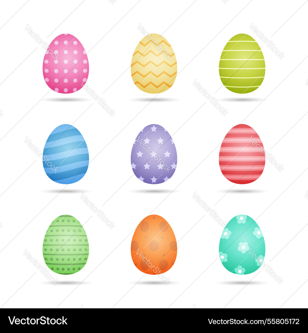 Colorful flat design of easter egg icons set Vector Image
