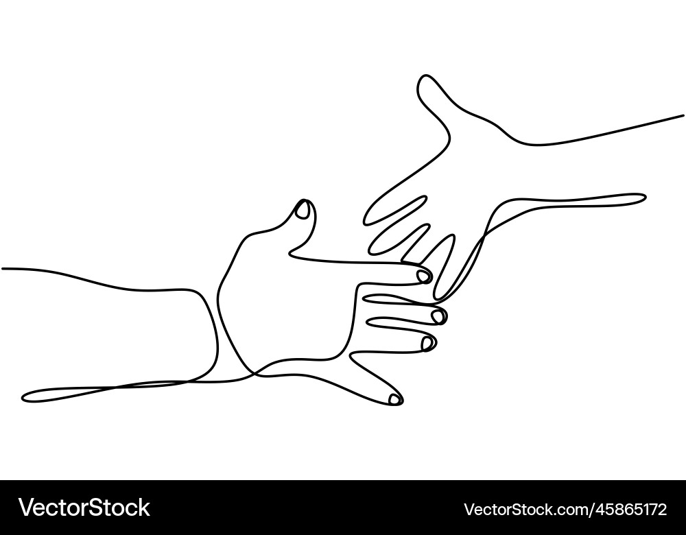 Continuous one line drawing of handshake Vector Image