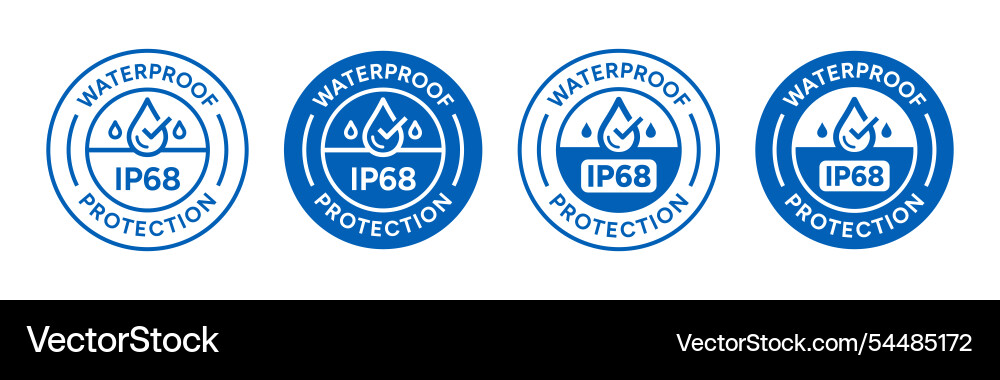 Ip68 waterproof round badge logo Royalty Free Vector Image