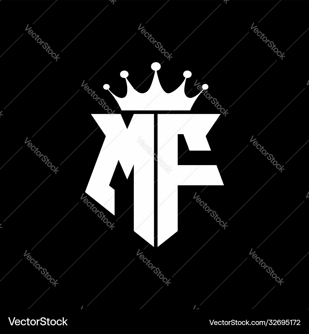 Monogram Shield Logo with Crown Royalty Free Vector Image