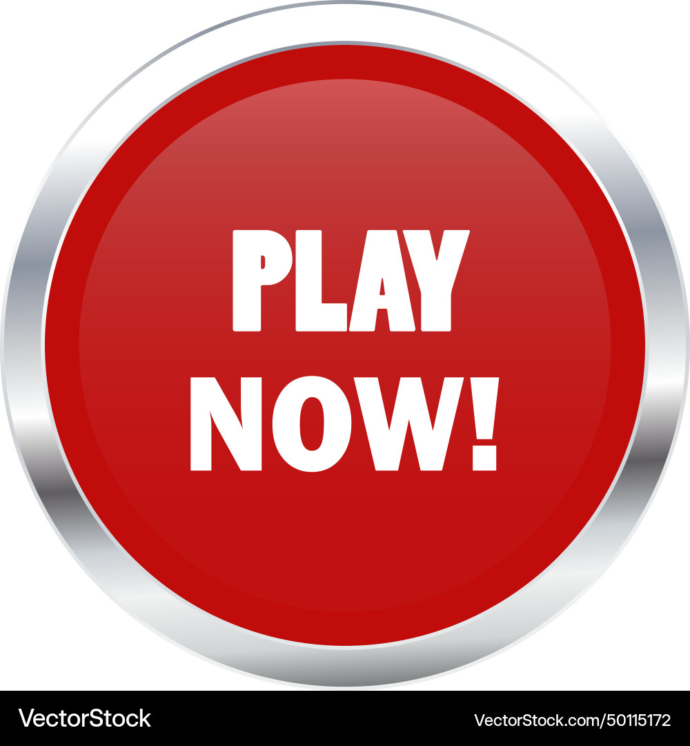 Play now button sign red icon Royalty Free Vector Image