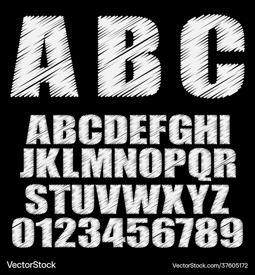 Shaded font alphabet type letters Royalty Free Vector Image