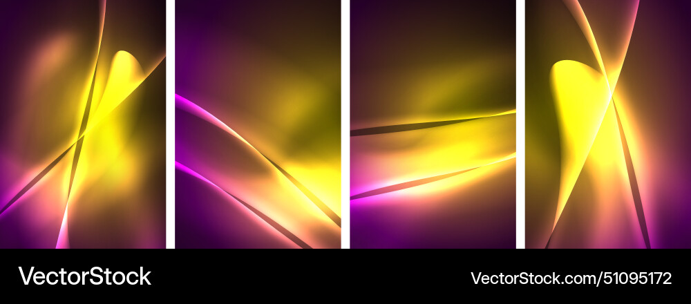 Vibrant banners with glowing lights on a purple Vector Image