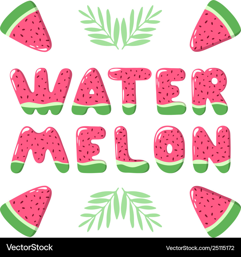 Watermelon font Royalty Free Vector Image - VectorStock