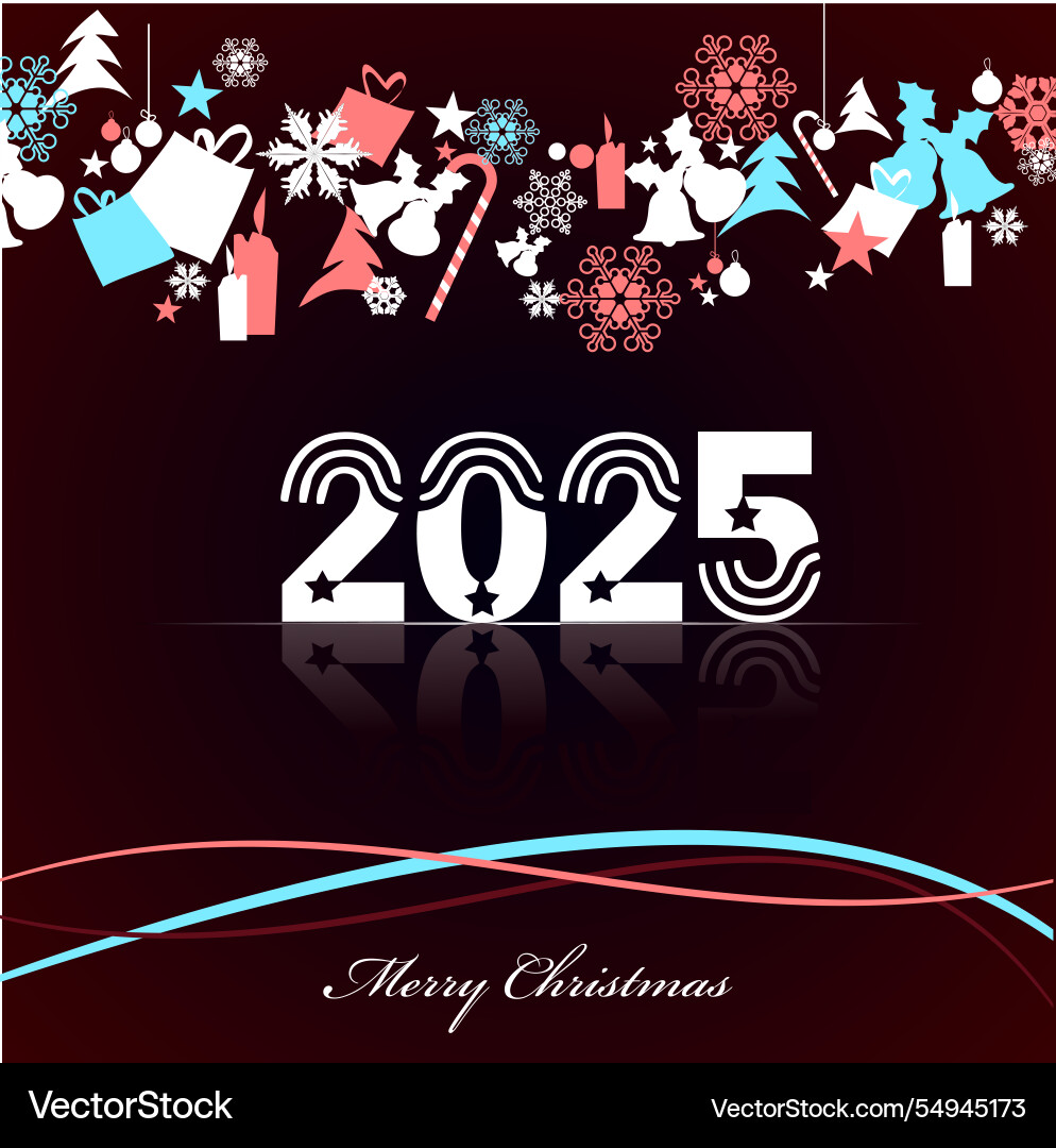 2025 color 3d hand drawn Royalty Free Vector Image