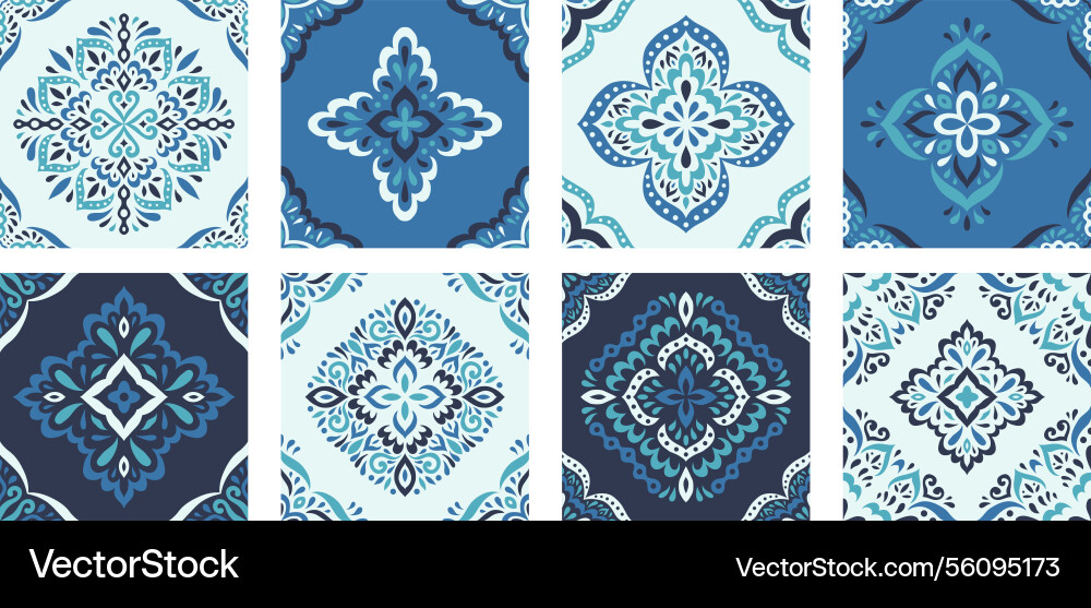 Azulejos seamless patterns collection Royalty Free Vector