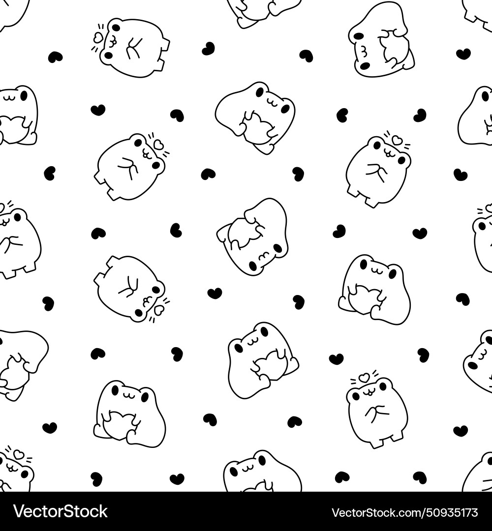Frog seamless pattern coloring page Royalty Free Vector