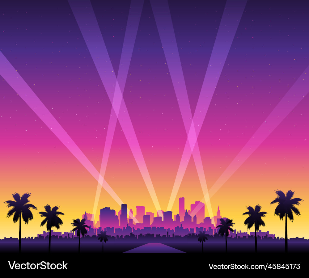 Hollywood panoramic cityscape background Vector Image