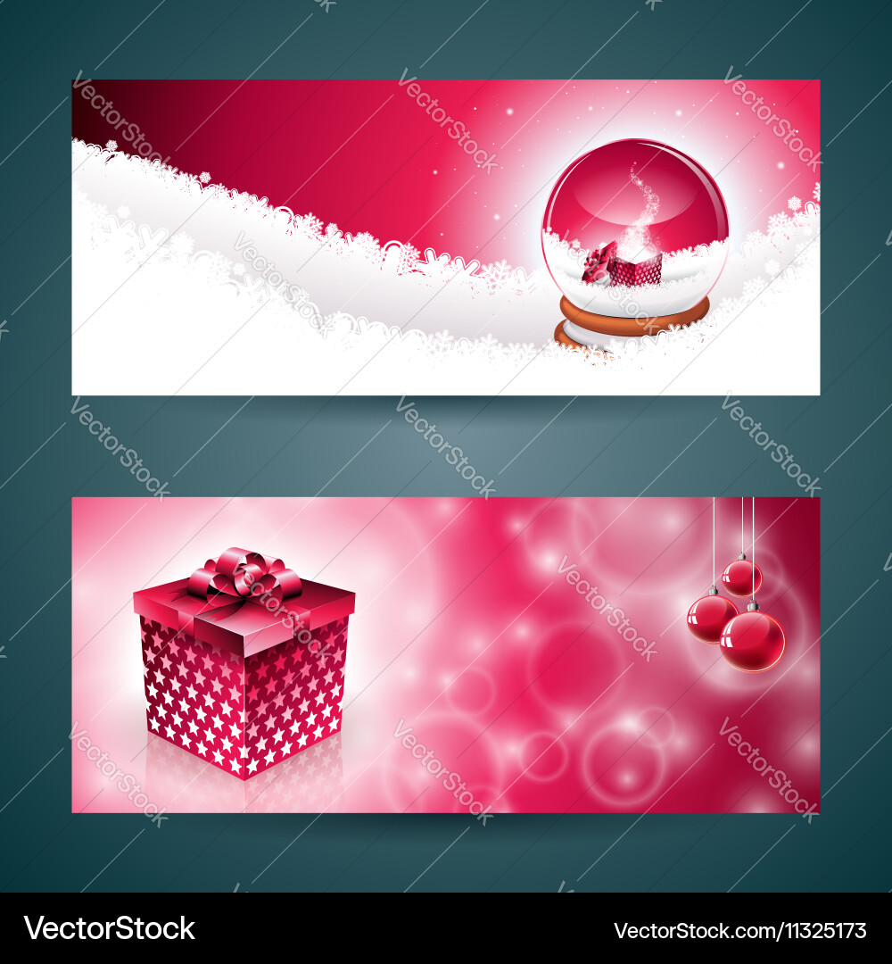 Merry christmas banner with gift box Royalty Free Vector
