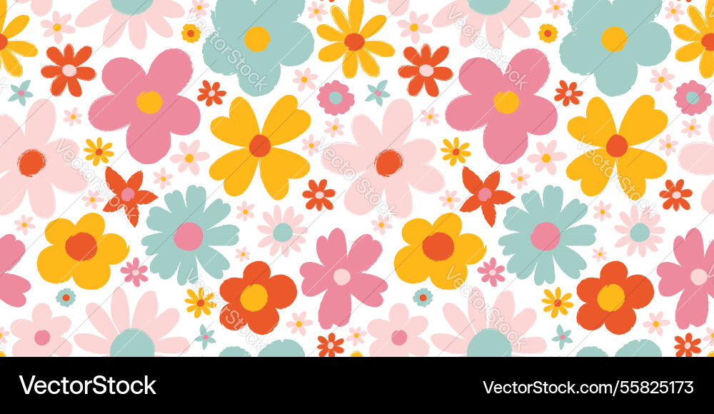 Rectangular floral seamless pattern with colorful Vector Image