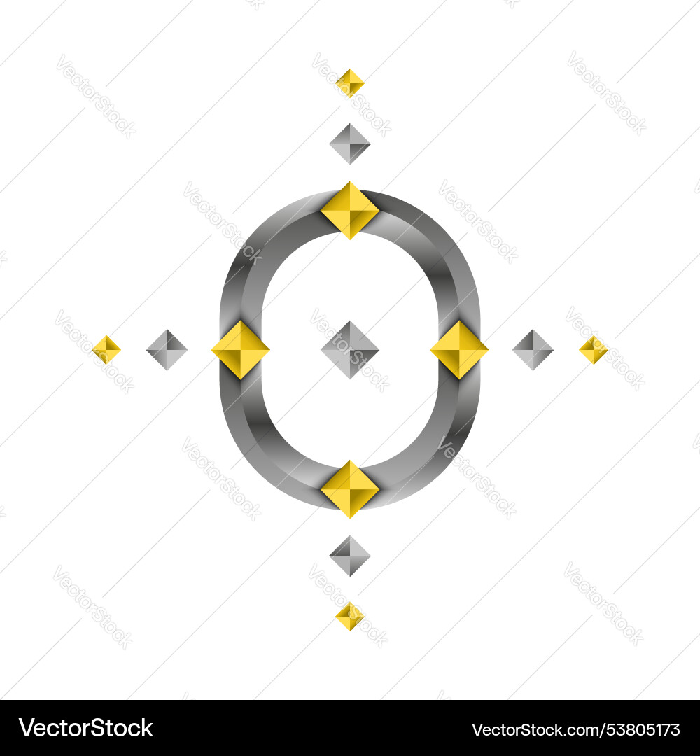 Silver chain link logo oval geometric design Vector Image
